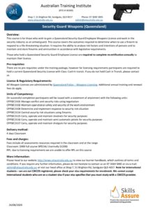 Security Guard Weapons Course Flyer 2020 | Australian Training Institute